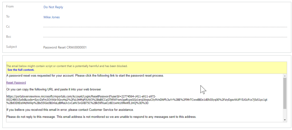 Forgotten Password Functionality - Dynamics 365 - Megan V. Walker