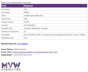 Creating Notification Emails For Realtime Marketing Forms