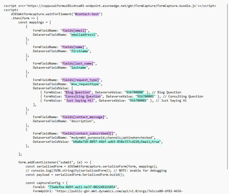 Using Form Capture With Realtime Marketing Form Submissions