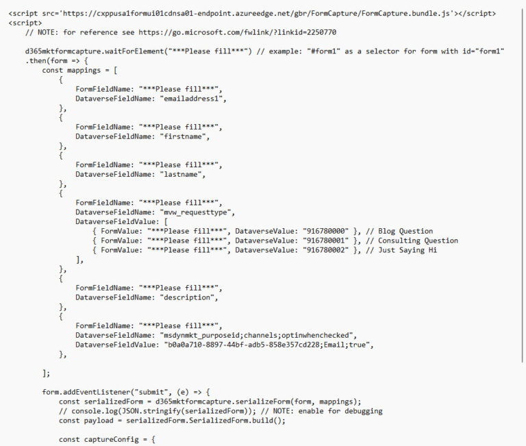 Using Form Capture With Realtime Marketing Form Submissions