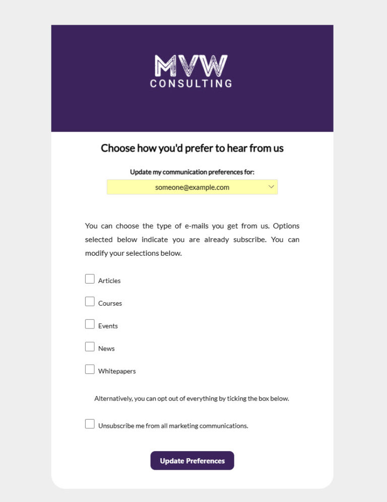 Customising Your Compliance Profile Preference Centres