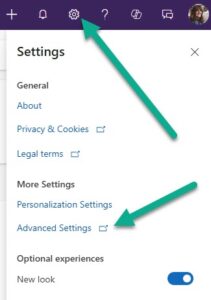 Switching Between The Advanced Settings Experience
