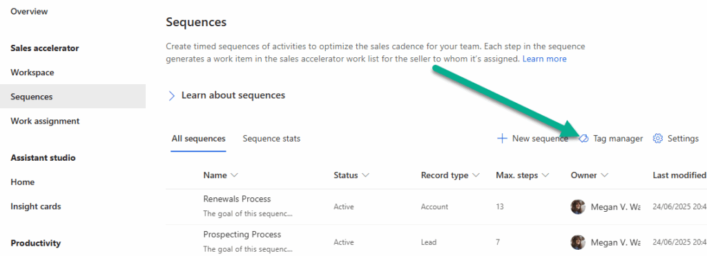 Creating Sales Sequence Tags in Dynamics 365