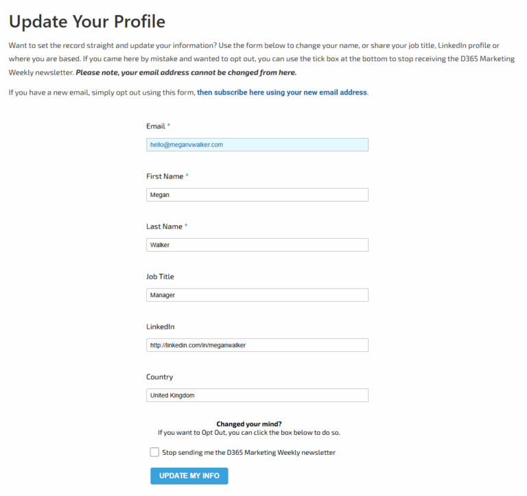 Build An Update Profile Form In Customer Insights Journeys